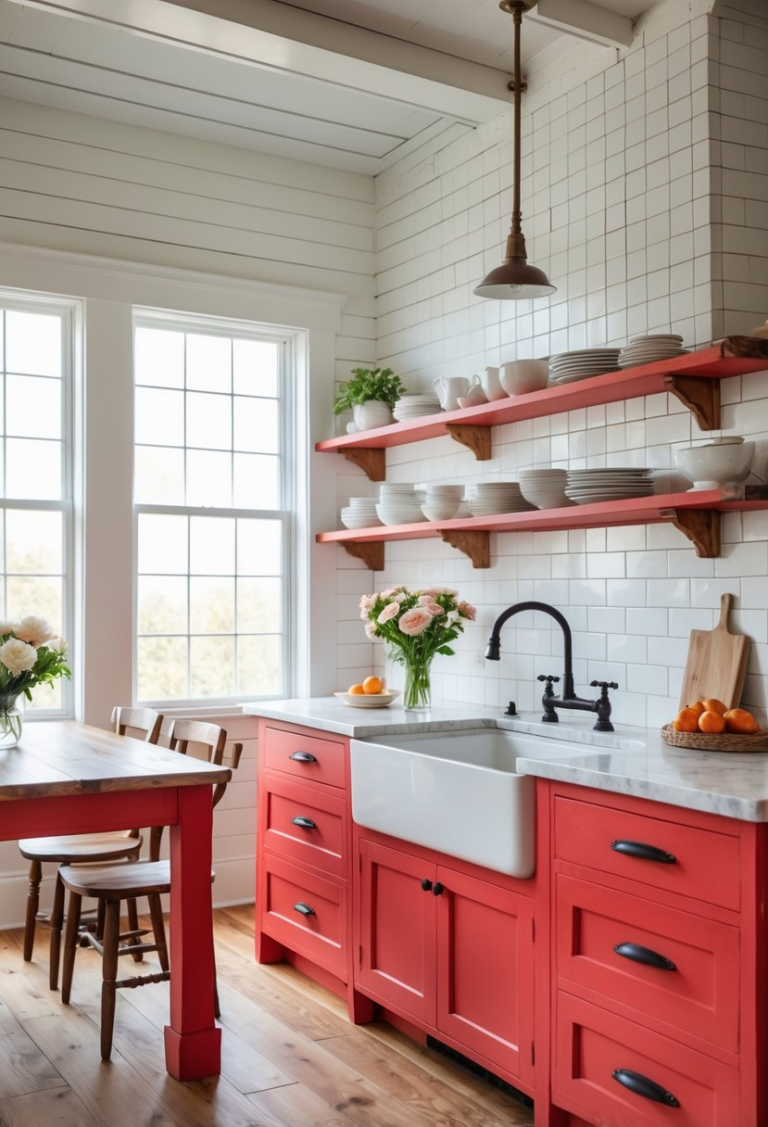 10 Red Farmhouse Kitchen Ideas That Create Warm and Inviting Country ...