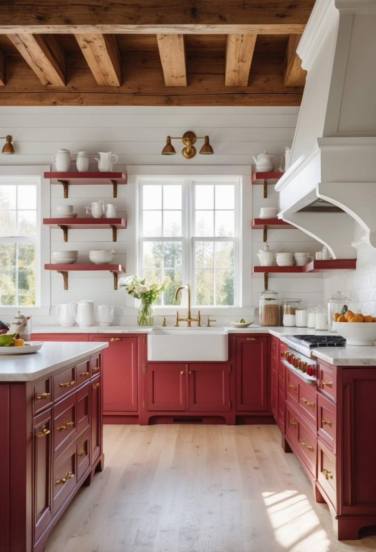 10 Red Farmhouse Kitchen Ideas That Create Warm and Inviting Country ...